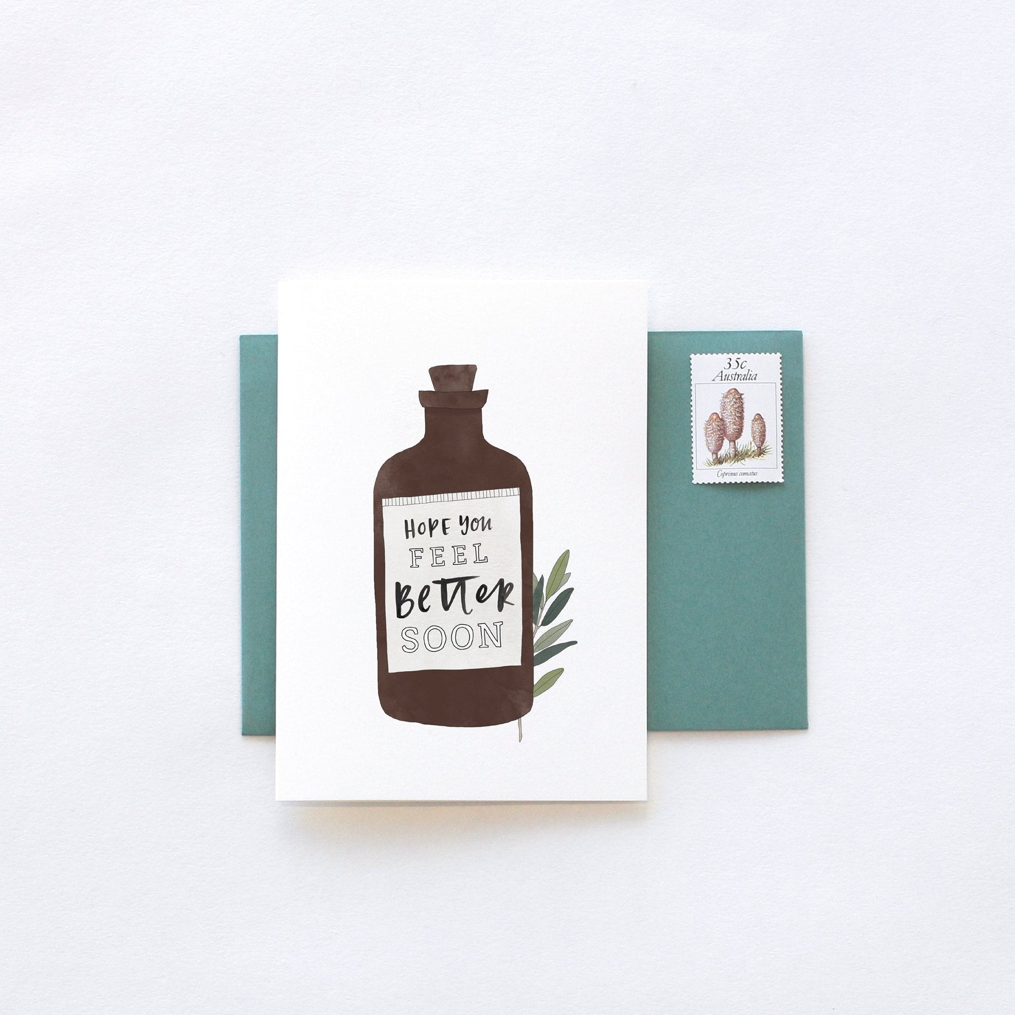 Feel Better Soon Medicine Bottle Greeting Card – In The Daylight
